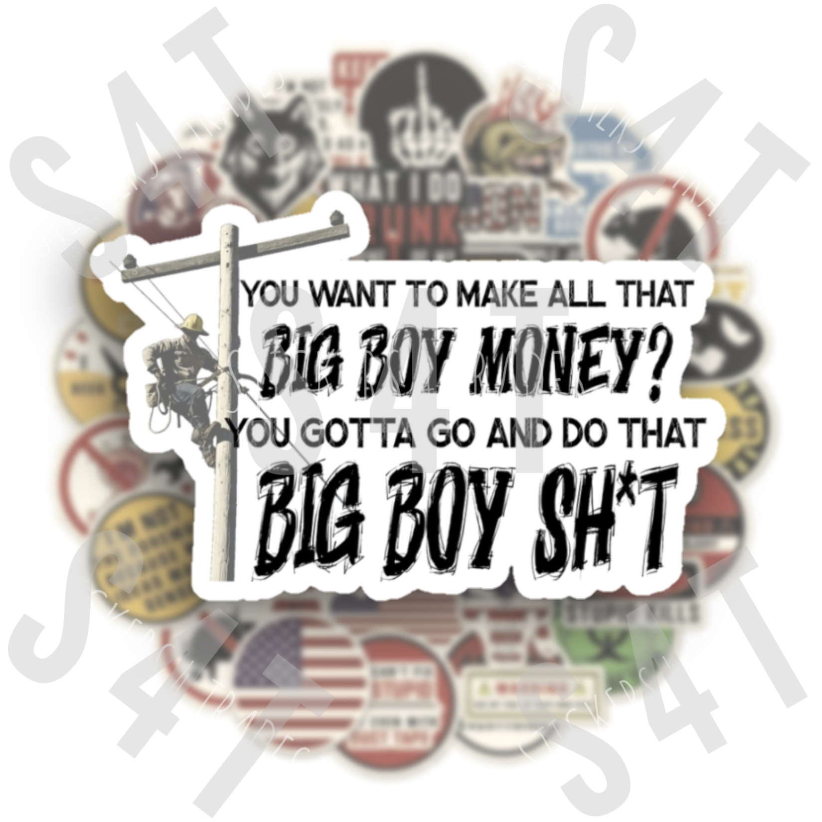 Big Boy Money Lineman Sticker Hard Hat Decal Blue Collar Badge ...